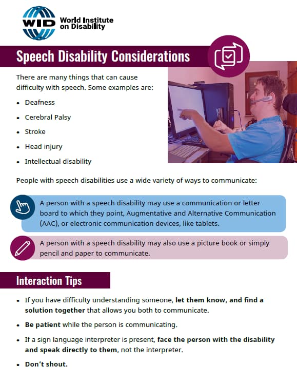 Disability-Specific Considerations - World Institute on Disability