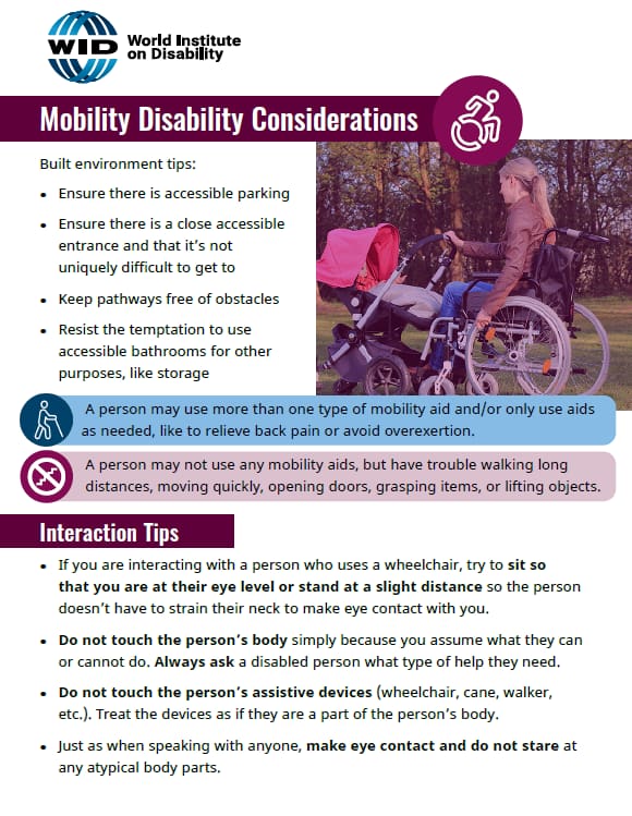 Disability-Specific Considerations - World Institute on Disability
