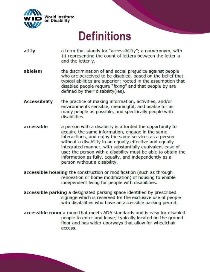 Disability-Specific Definitions - World Institute on Disability